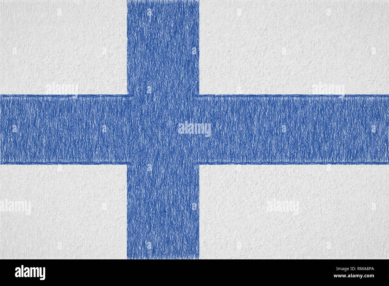 Finland painted flag. Patriotic drawing on paper background. National ...