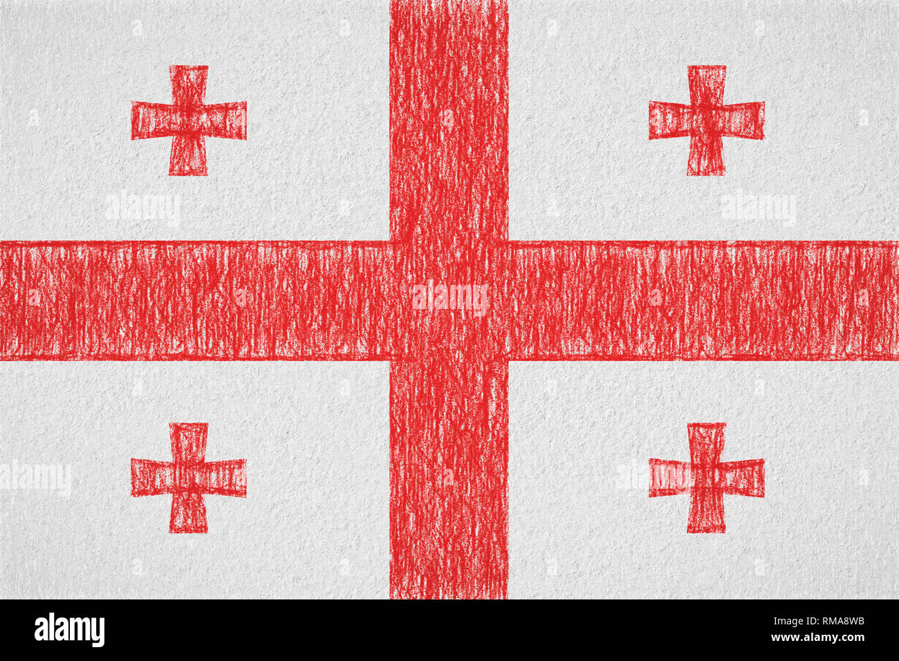 Georgia painted flag. Patriotic drawing on paper background. National ...