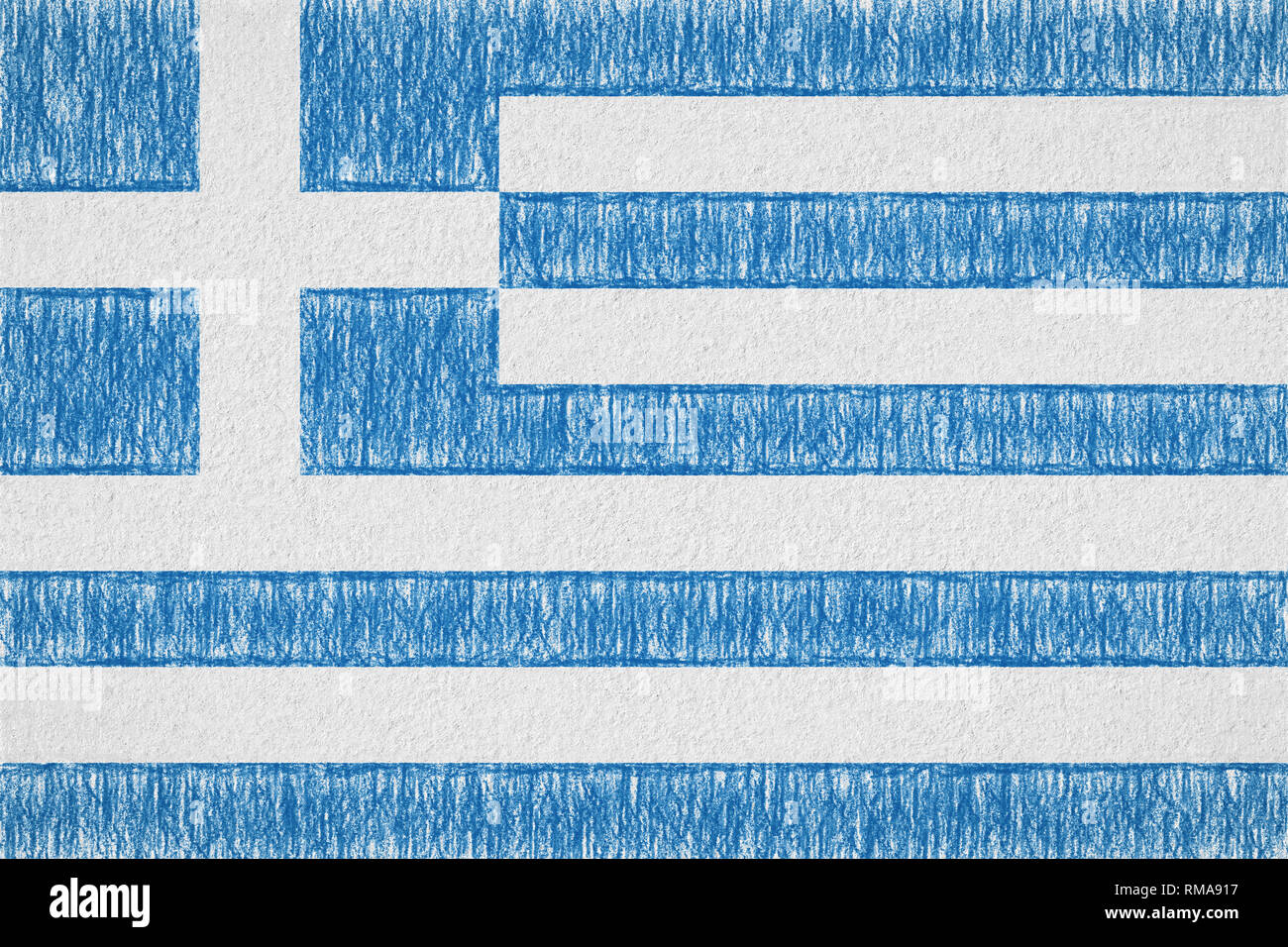 Greece painted flag. Patriotic drawing on paper background. National ...