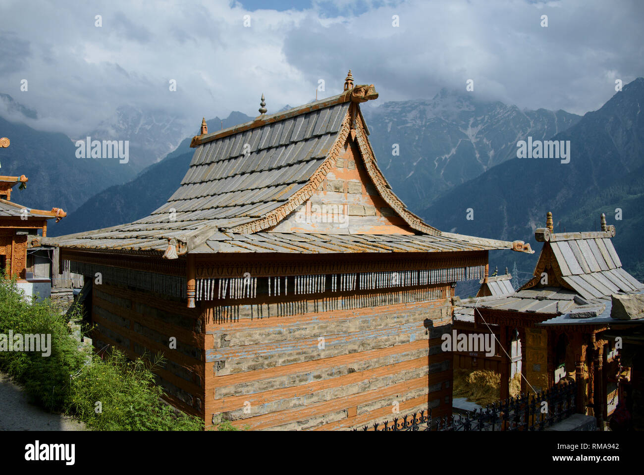 Kinnaur kailash mountain kalpa temple hi-res stock photography and ...