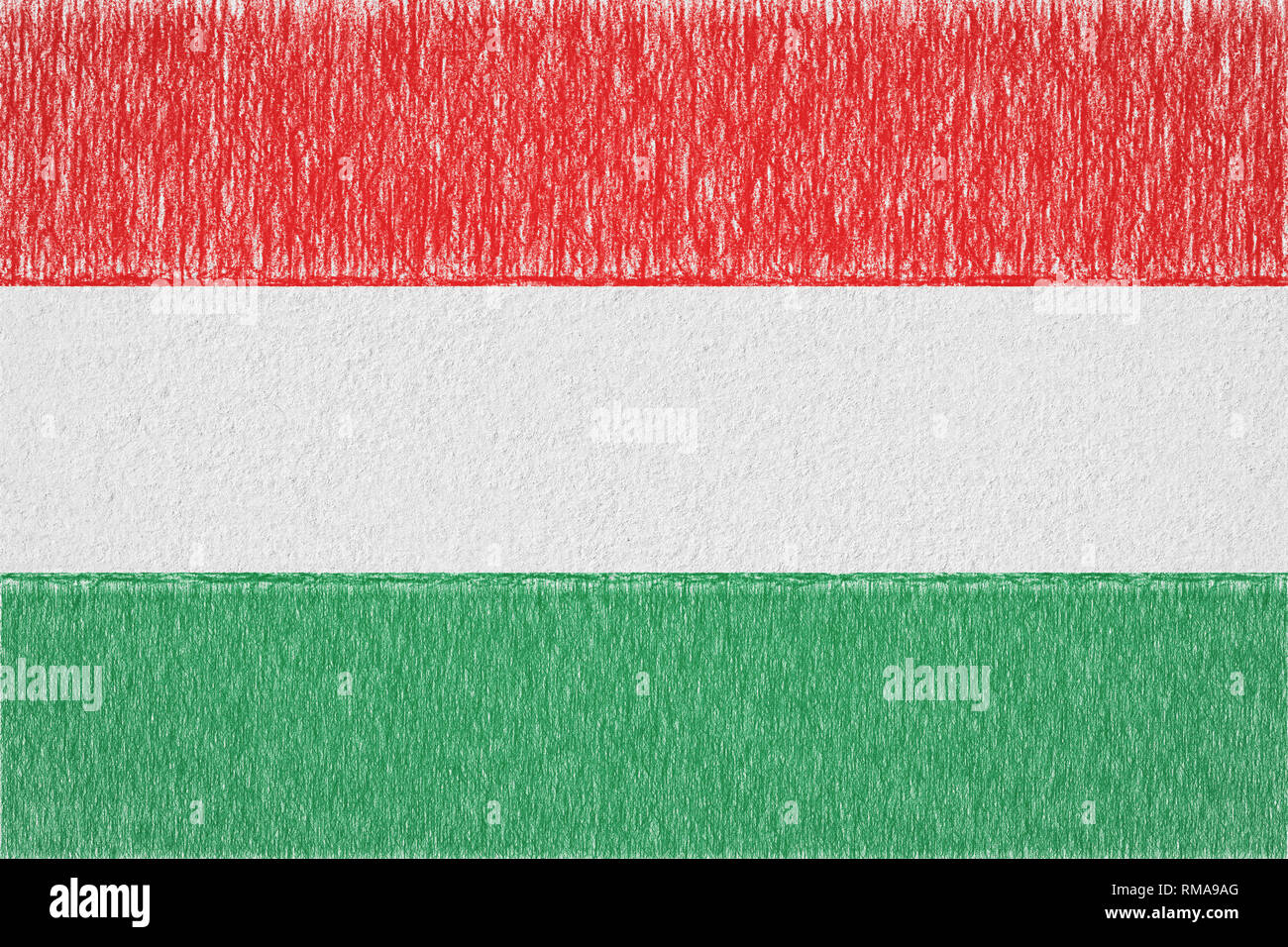Hungary painted flag. Patriotic drawing on paper background. National ...