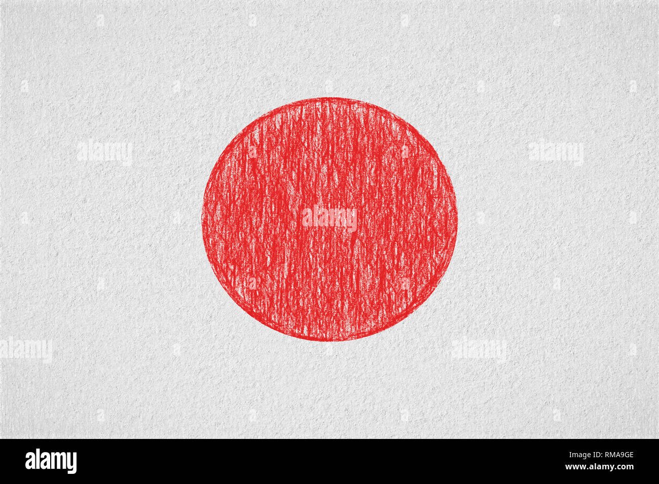 Japan painted flag. Patriotic drawing on paper background. National ...