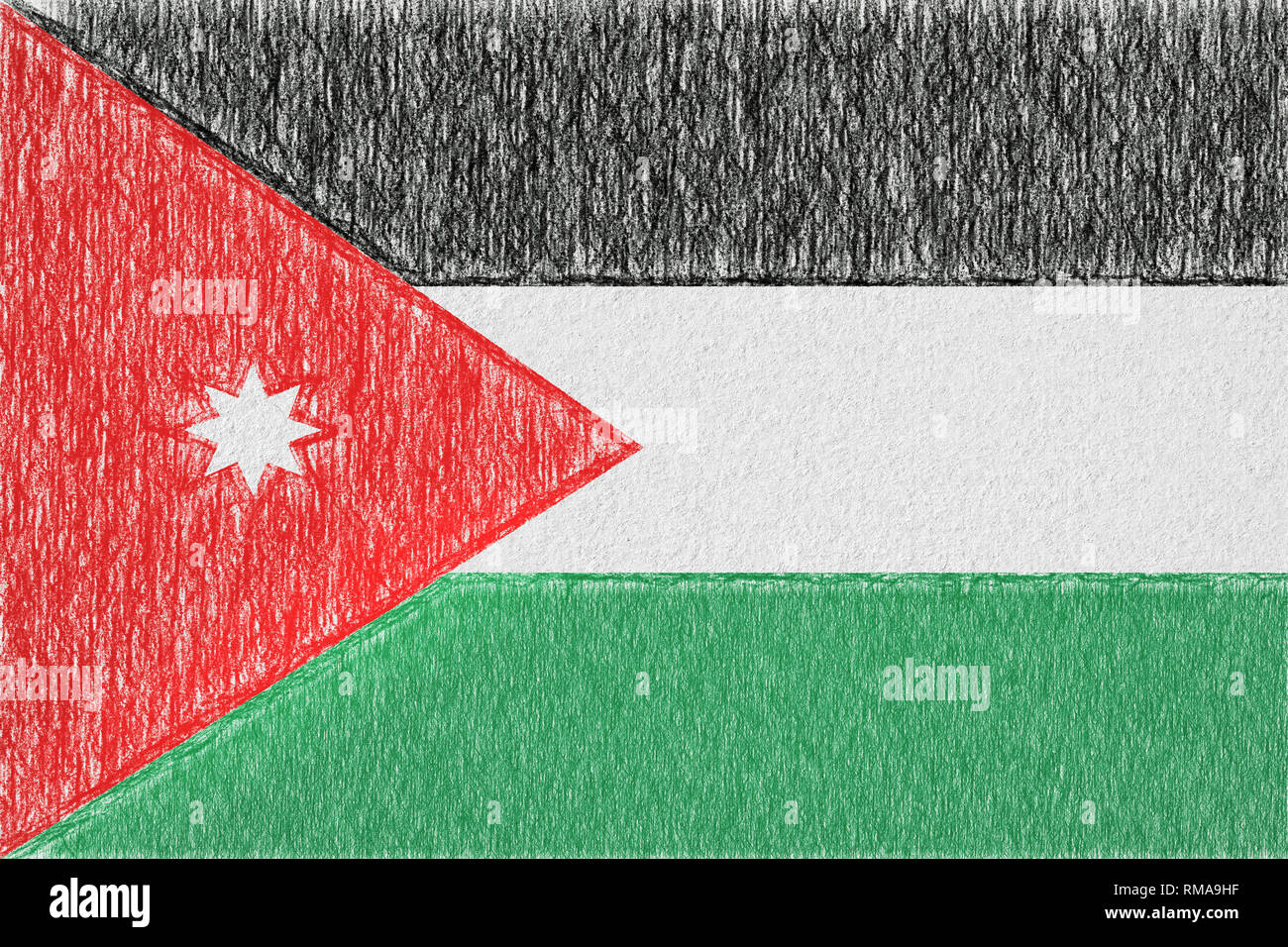 Jordan painted flag. Patriotic drawing on paper background. National ...