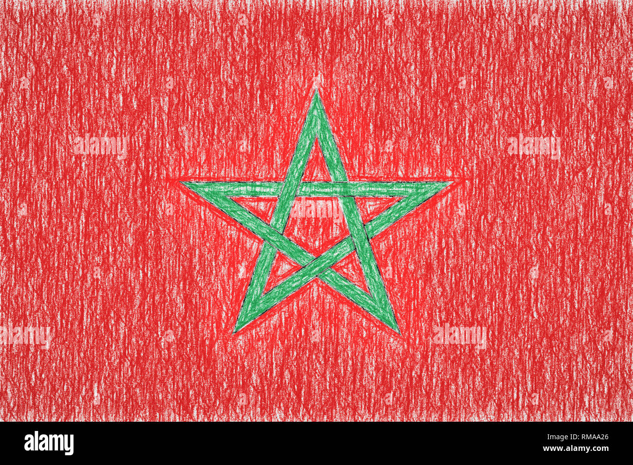 Morocco painted flag. Patriotic drawing on paper background. National ...