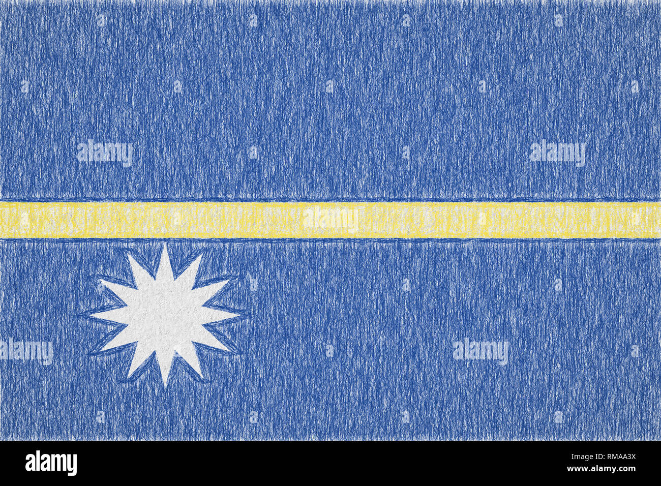 Nauru painted flag. Patriotic drawing on paper background. National ...