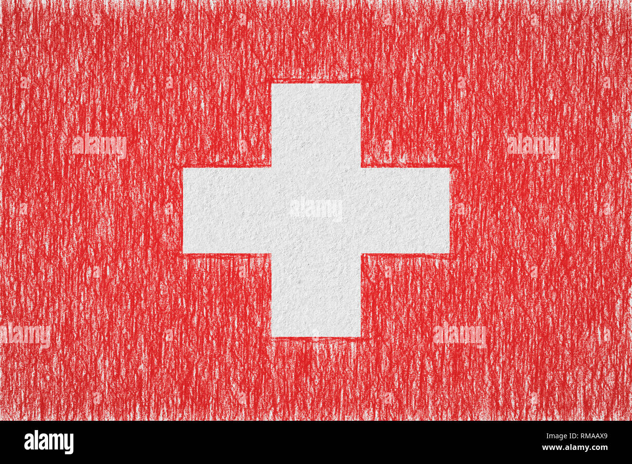 Switzerland painted flag. Patriotic drawing on paper background ...