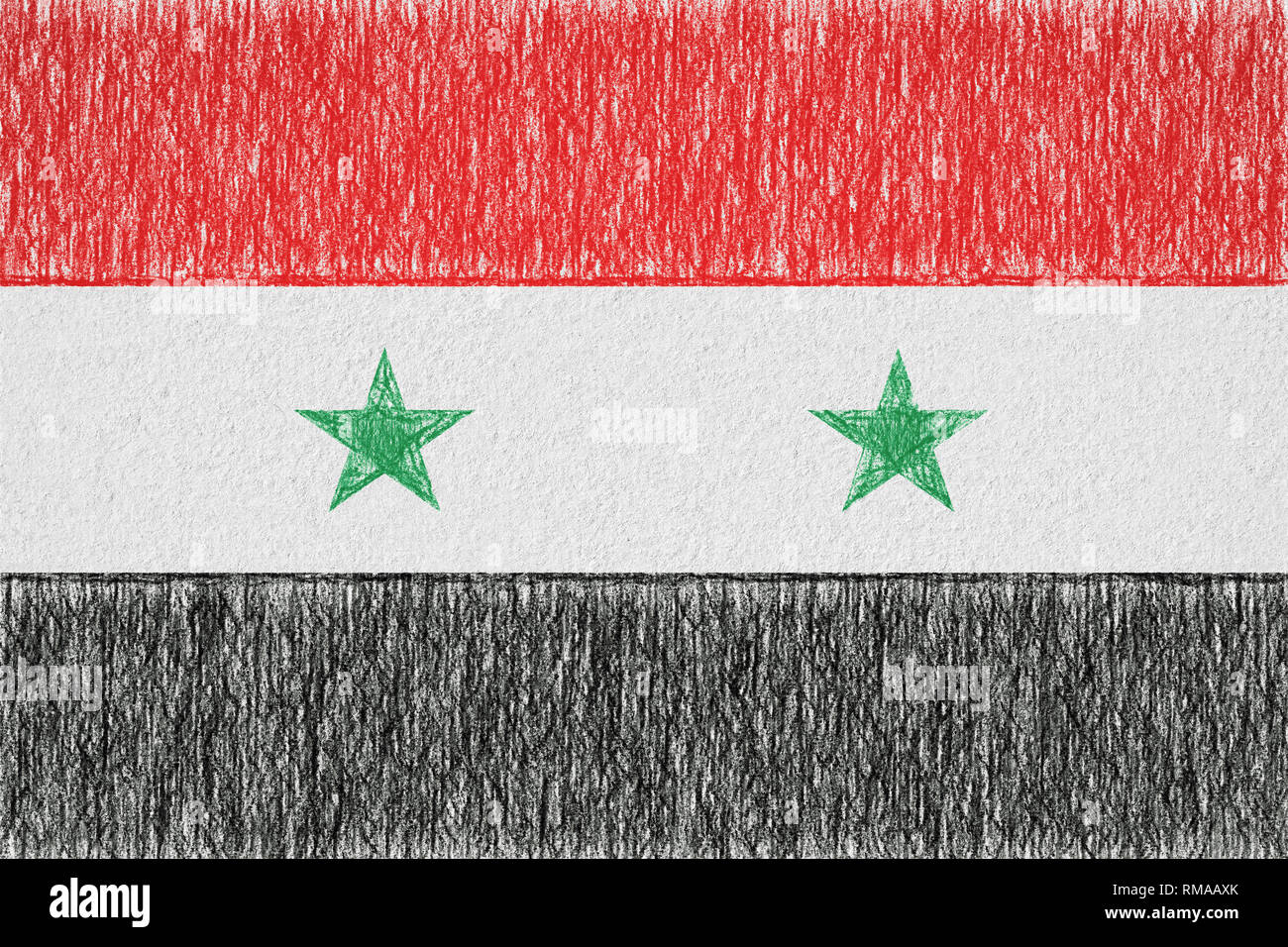 Syria painted flag. Patriotic drawing on paper background. National ...