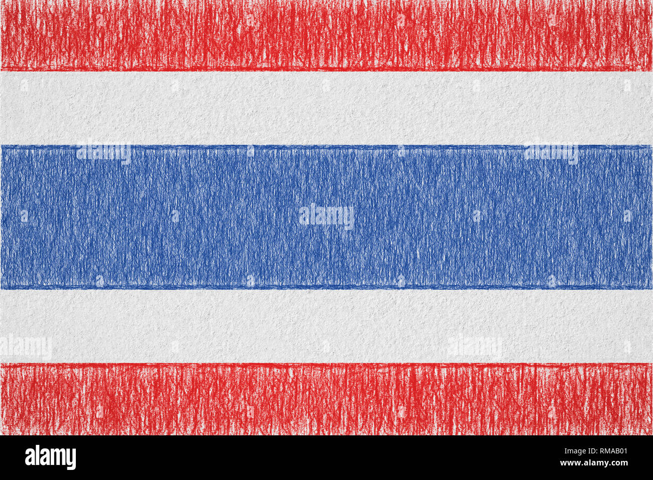 Thailand painted flag. Patriotic drawing on paper background. National ...