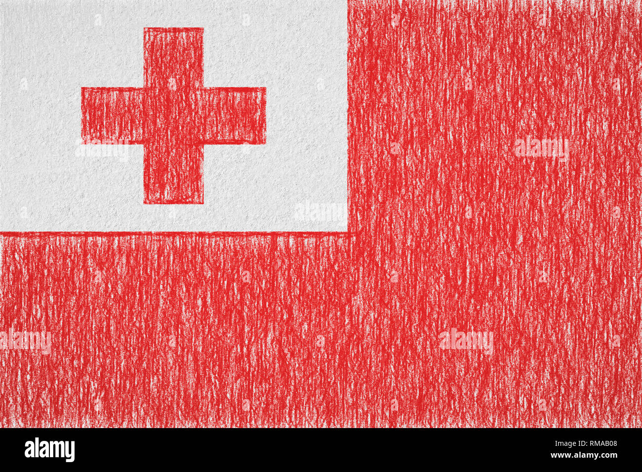Tonga painted flag. Patriotic drawing on paper background. National ...