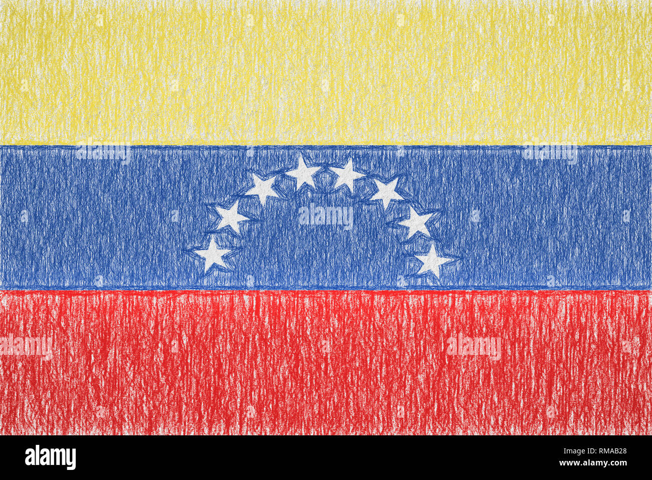 Venezuela painted flag. Patriotic drawing on paper background. National ...