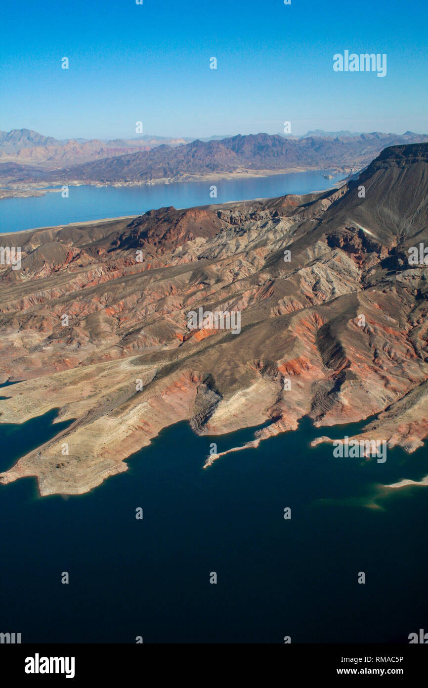Aerial view of mountain range by Mead Lake, Nevada Stock Photo - Alamy