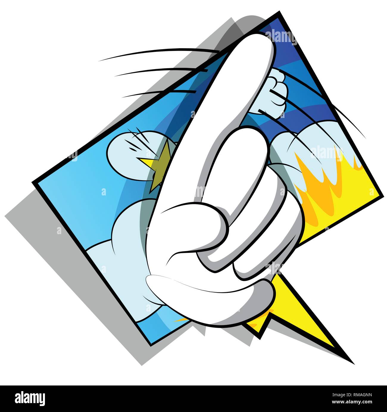 Vector cartoon saying no with his finger. Illustrated hand sign on ...