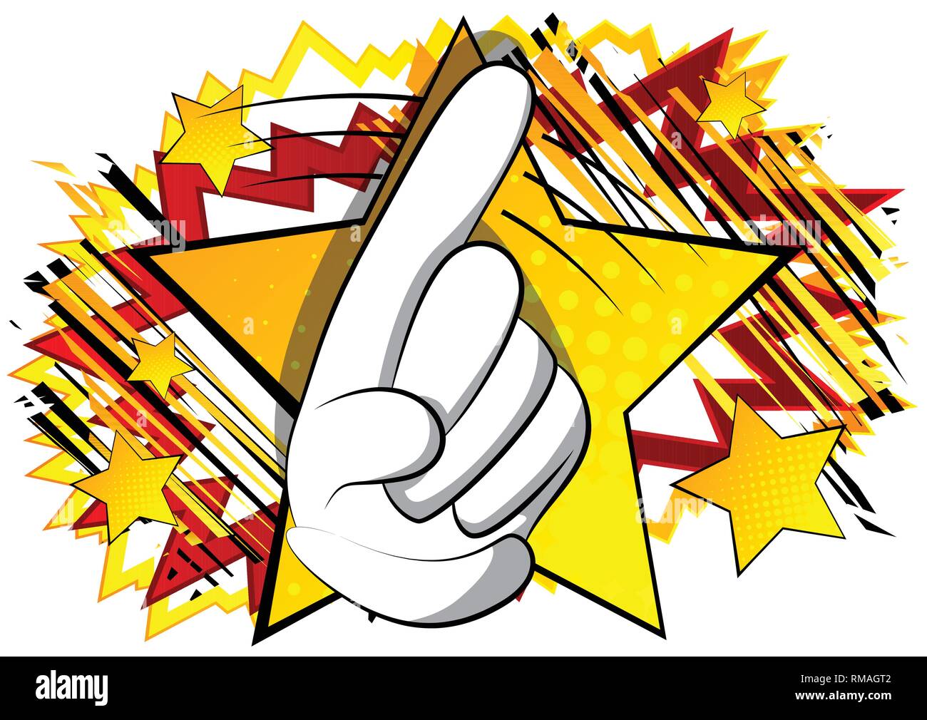 Vector cartoon saying no with his finger. Illustrated hand sign on ...
