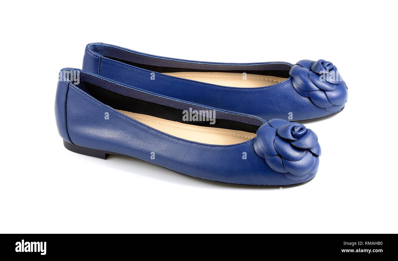 Beautiful blue women shoes isolated on white background Stock Photo - Alamy