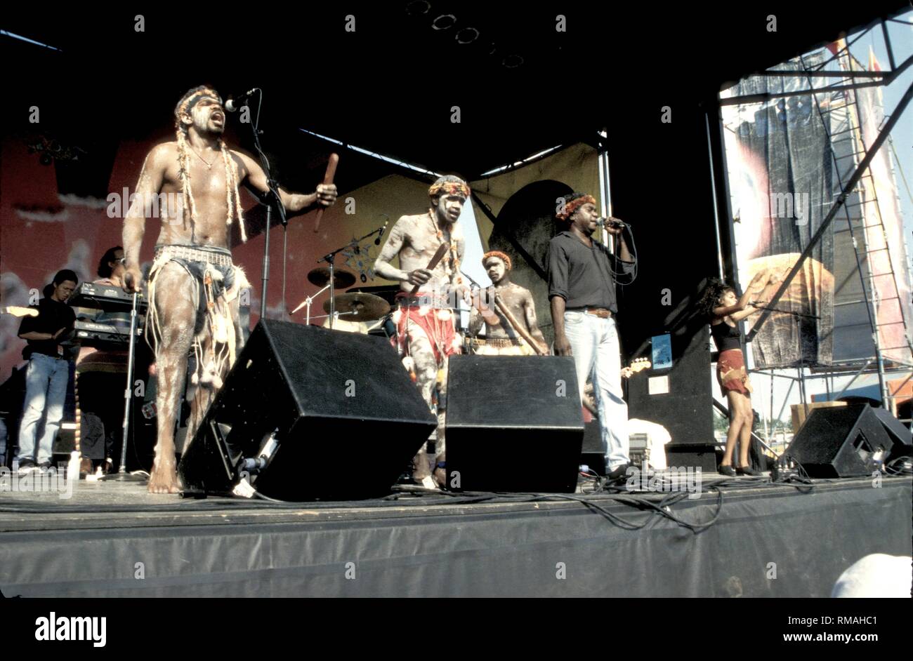 Aboriginal and balanda band members of the Australian band Yothu Yindi ...