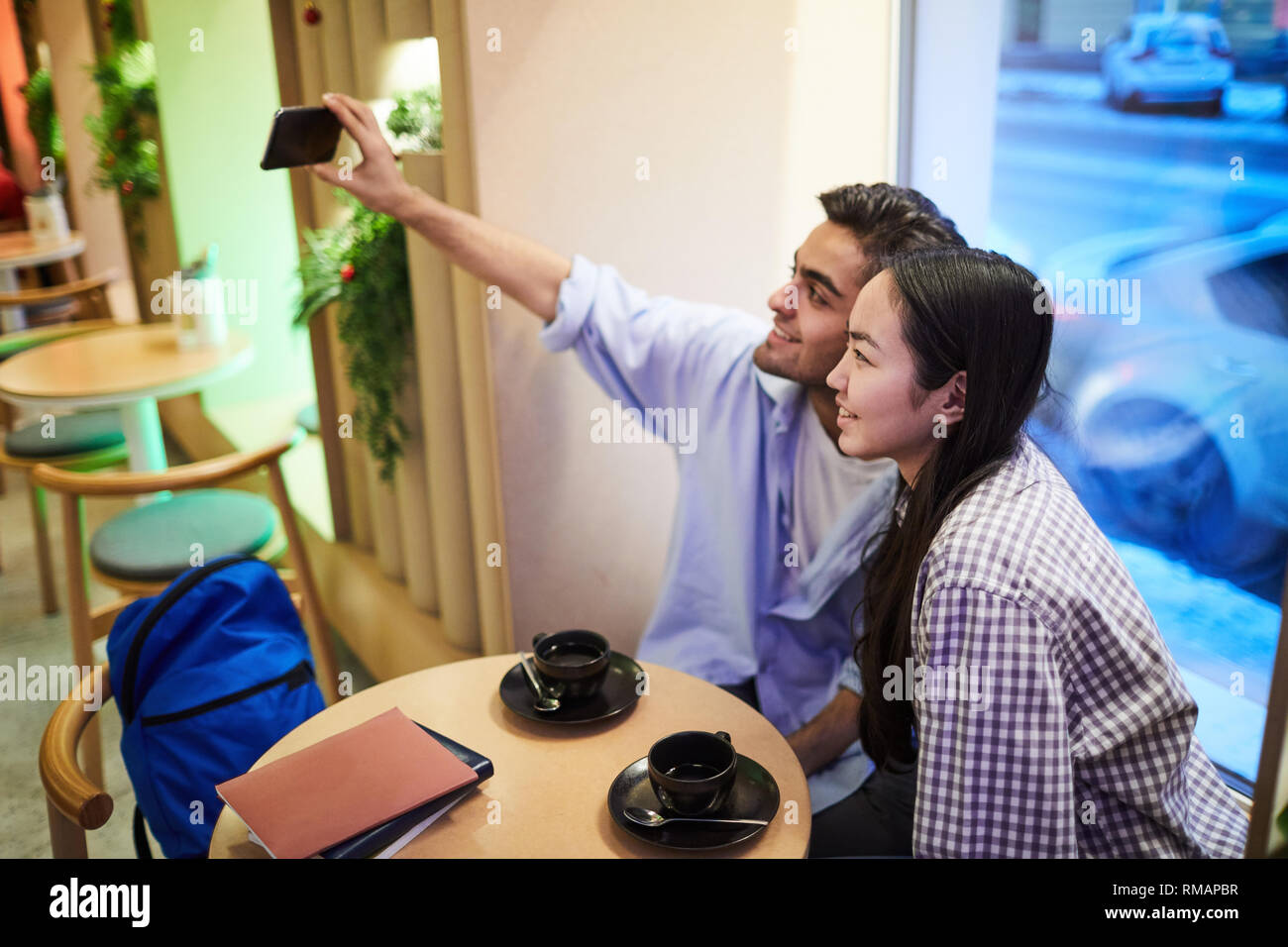 Selfie in college cafe Stock Photo - Alamy