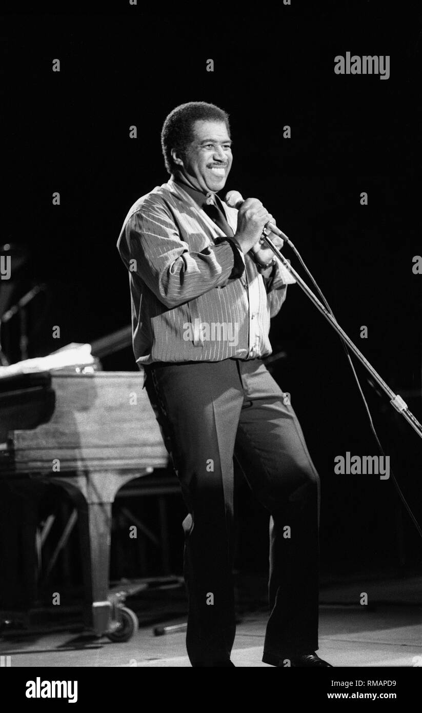 Singer Ben E. King is shown performing on stage during a "live" concert ...
