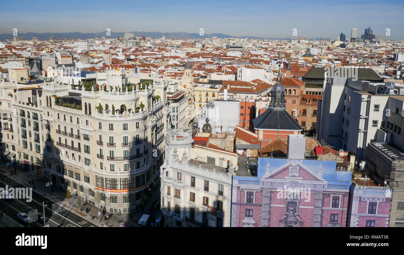Madrid Cityscape seen from the Rooftop of the Circulo de Bellas Artes ...