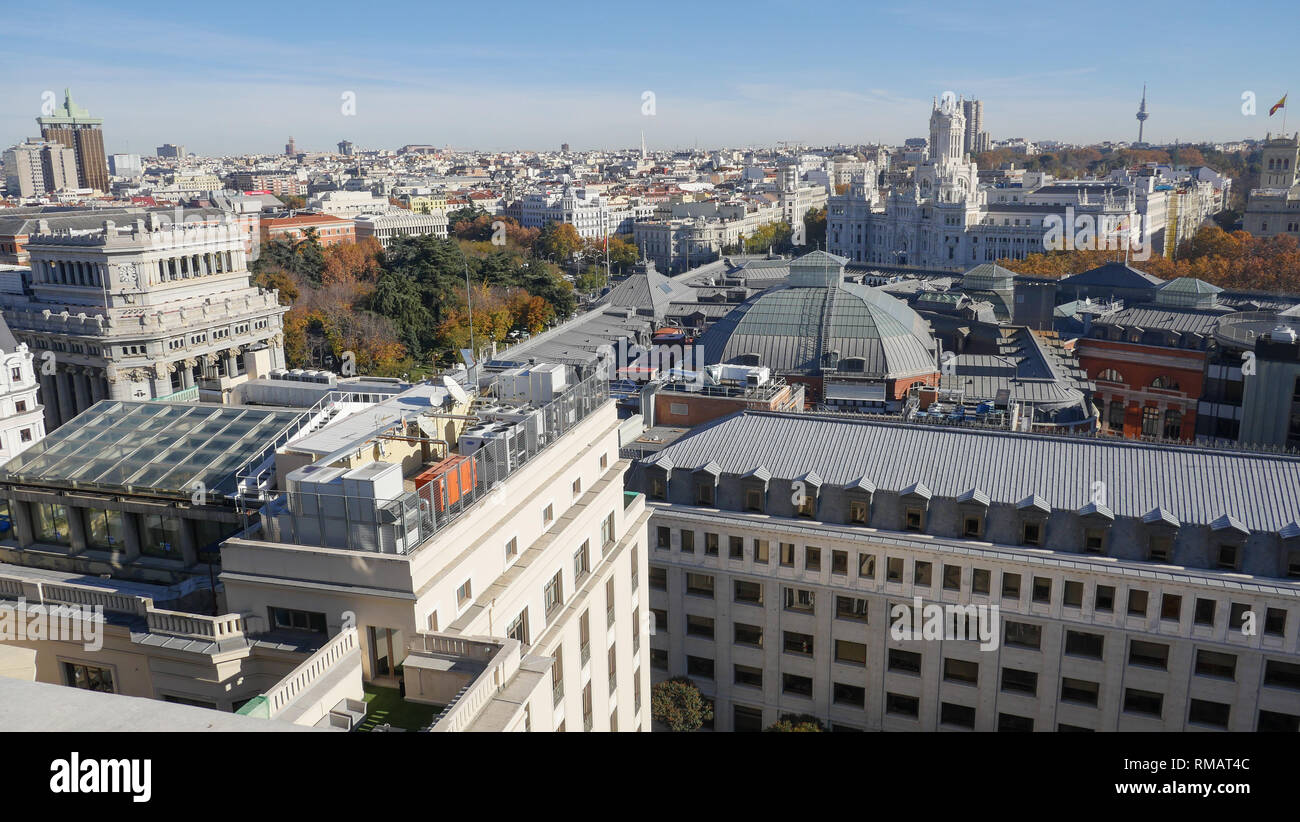 Madrid Cityscape seen from the Rooftop of the Circulo de Bellas Artes ...