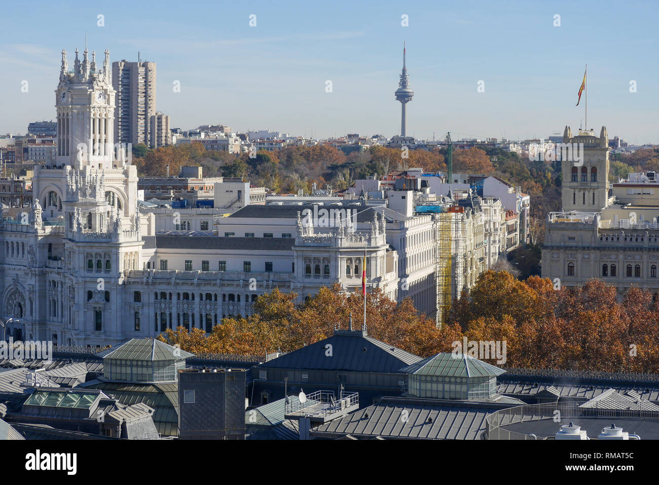 Madrid Cityscape seen from the Rooftop of the Circulo de Bellas Artes ...