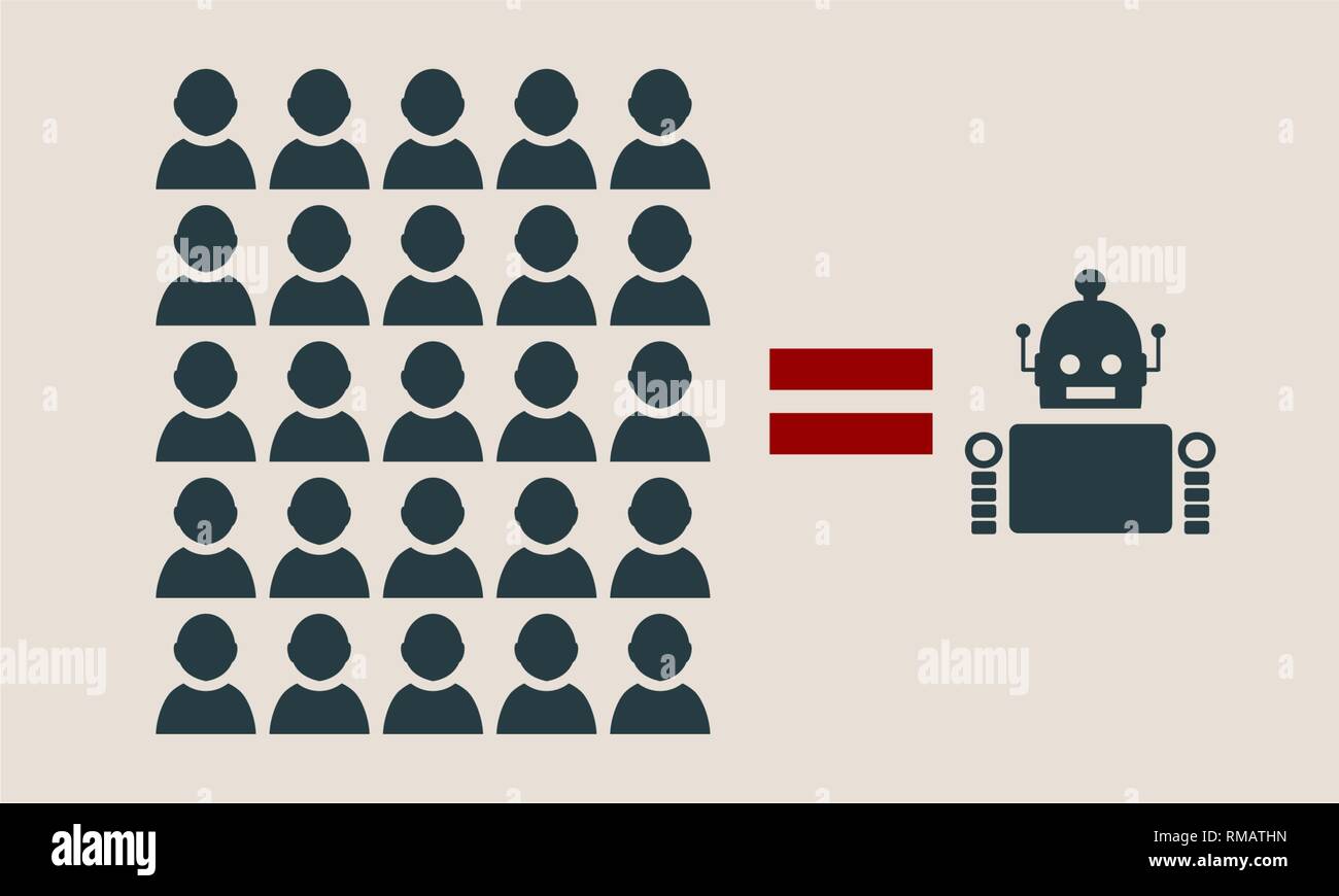 Humans vs Robots Stock Vector Image & Art - Alamy