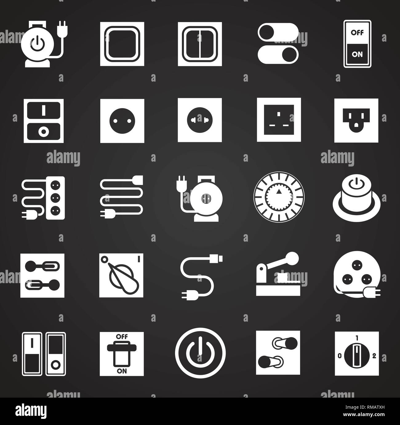 Electric ware icons set on black background for graphic and web design ...