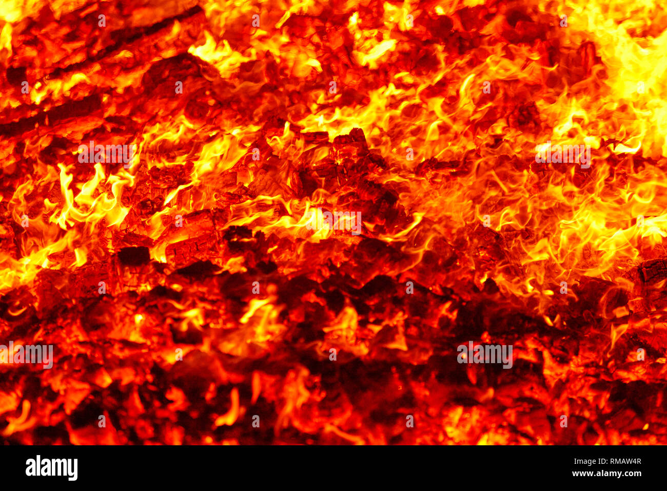 Fire. Volcano incandescent material. Hot charcoal bonfire. Carbon ...