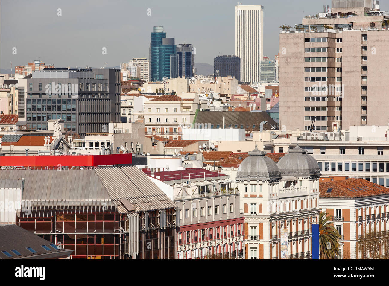 Madrid skyline city center. Downtown traditional buildings. Travel in ...