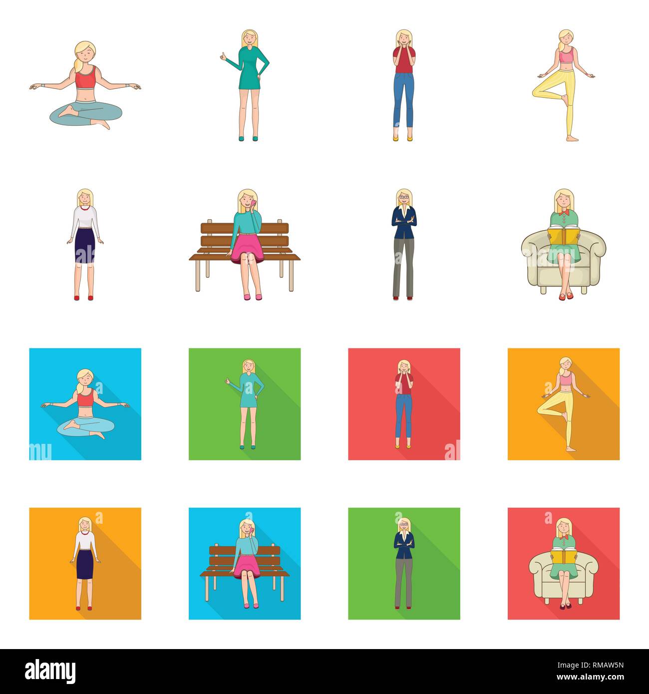 Vector design of posture and mood sign. Collection of posture and ...