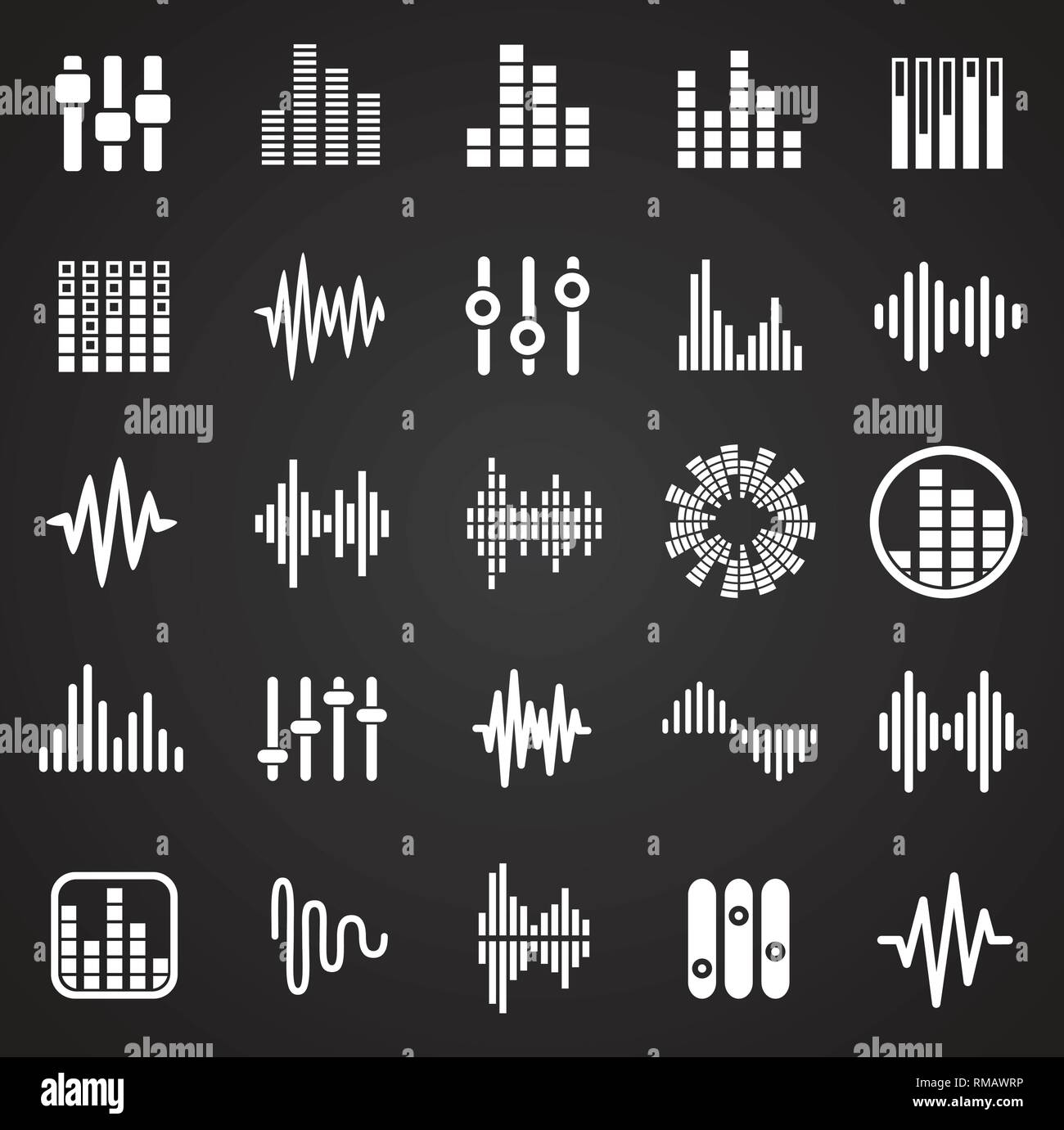 Equalizer icons set on black background for graphic and web design ...