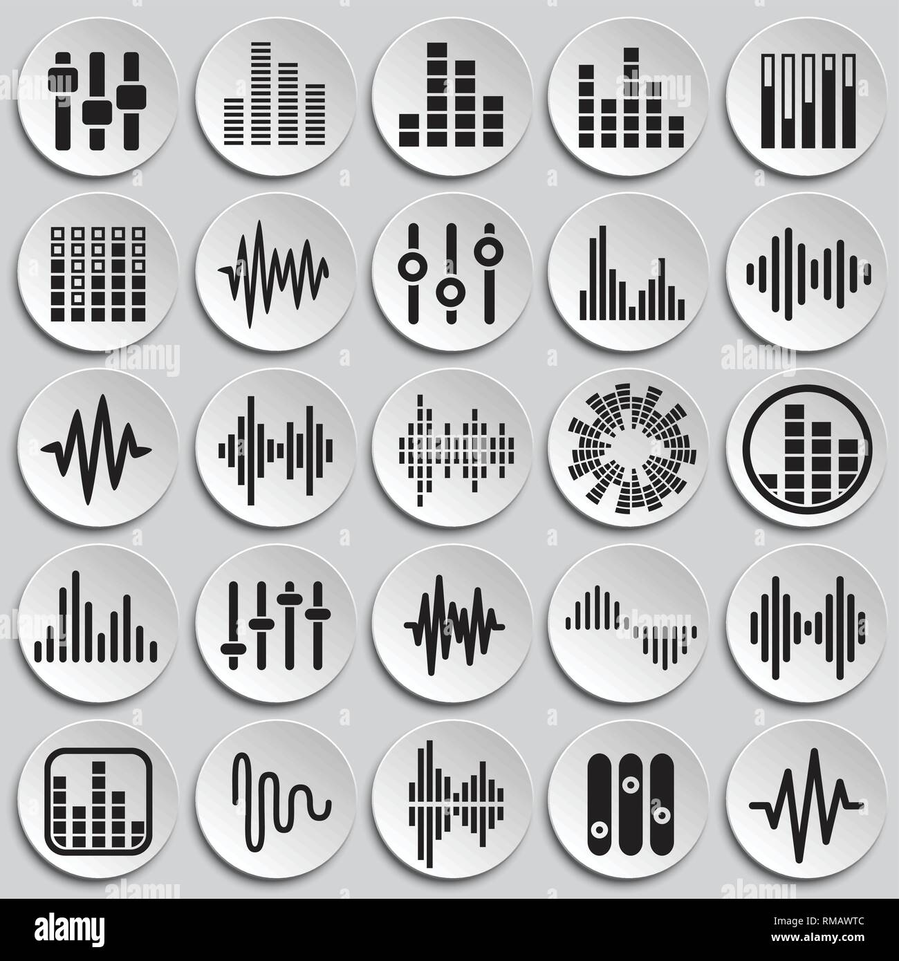 Equalizer icons set on plates background for graphic and web design ...