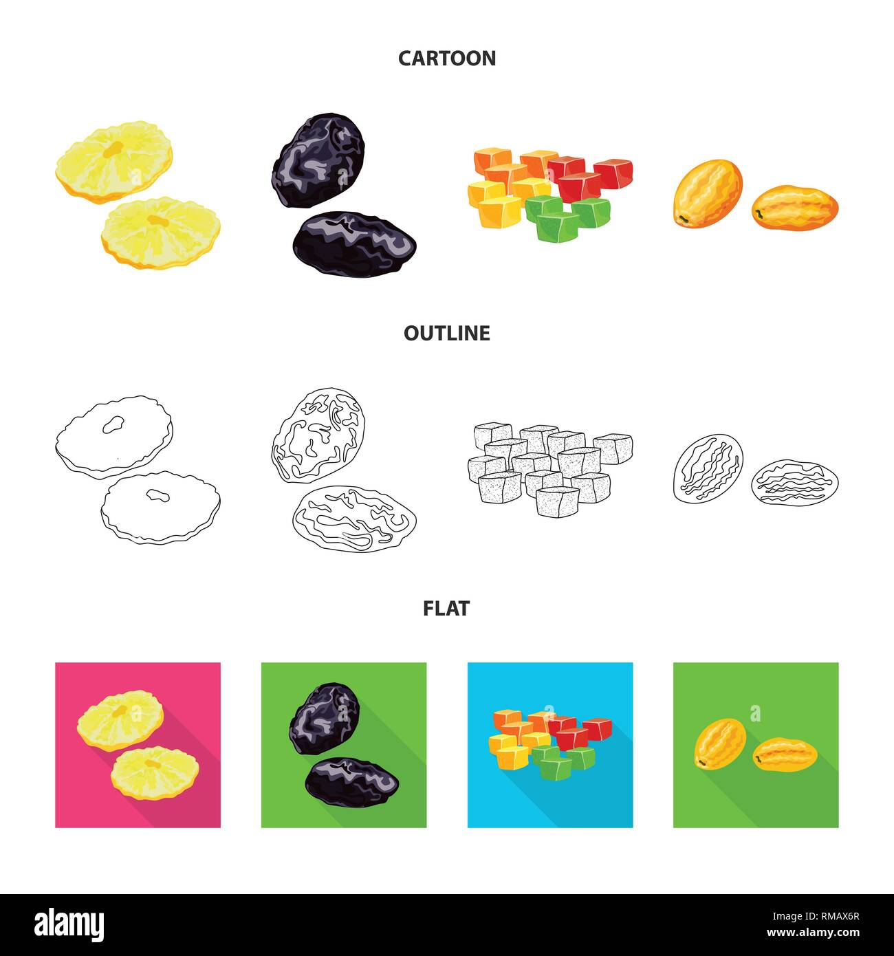 Vector design of food and raw sign. Set of food and nature stock vector ...