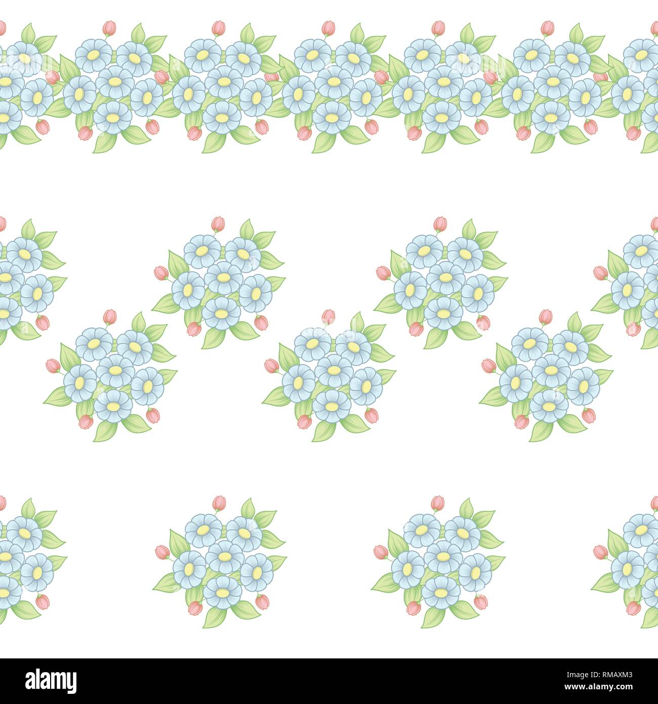 Set of three floral seamless horizontal daisy patterns for frame Stock ...