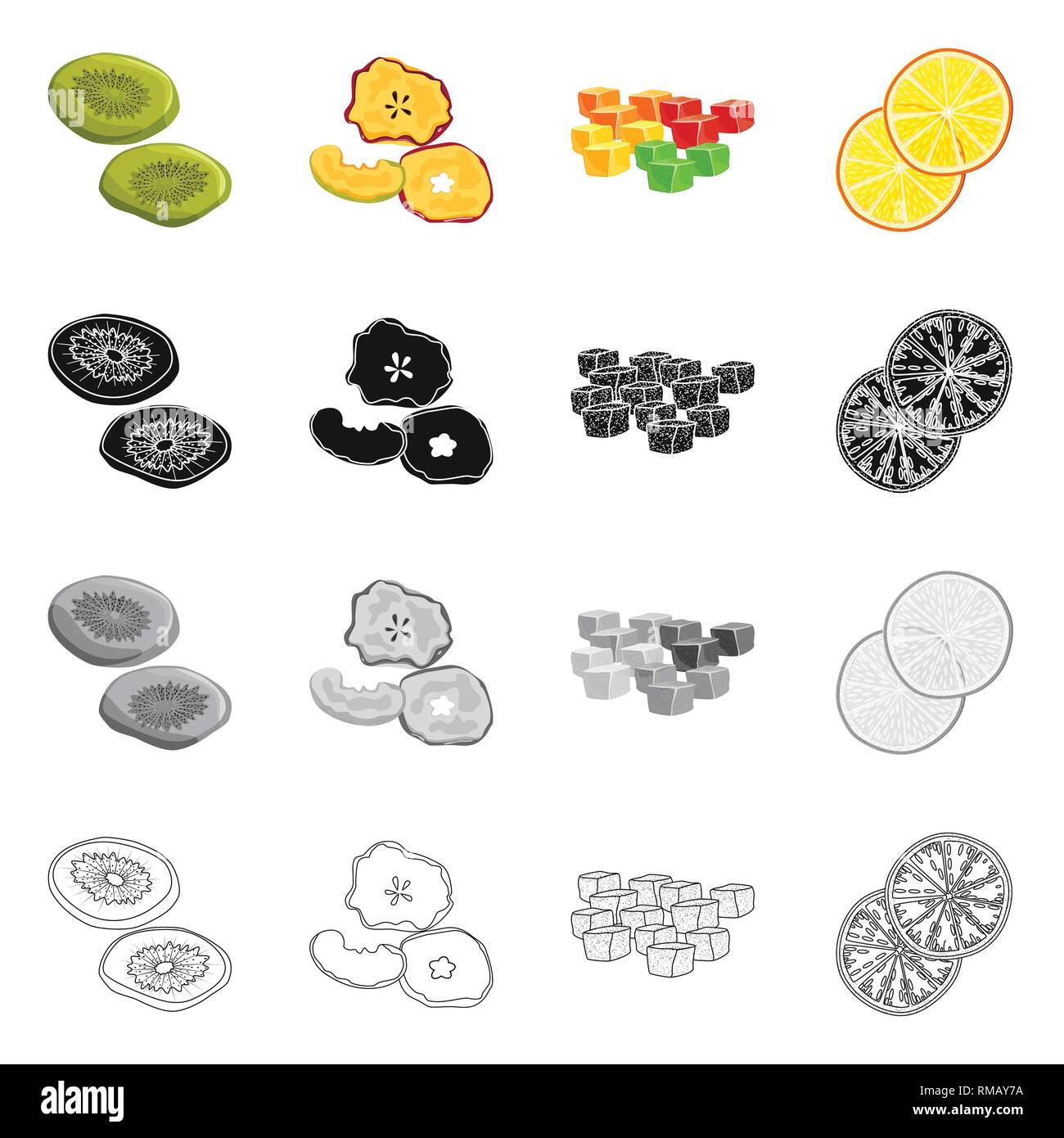 Vector illustration of food and raw symbol. Set of food and nature ...