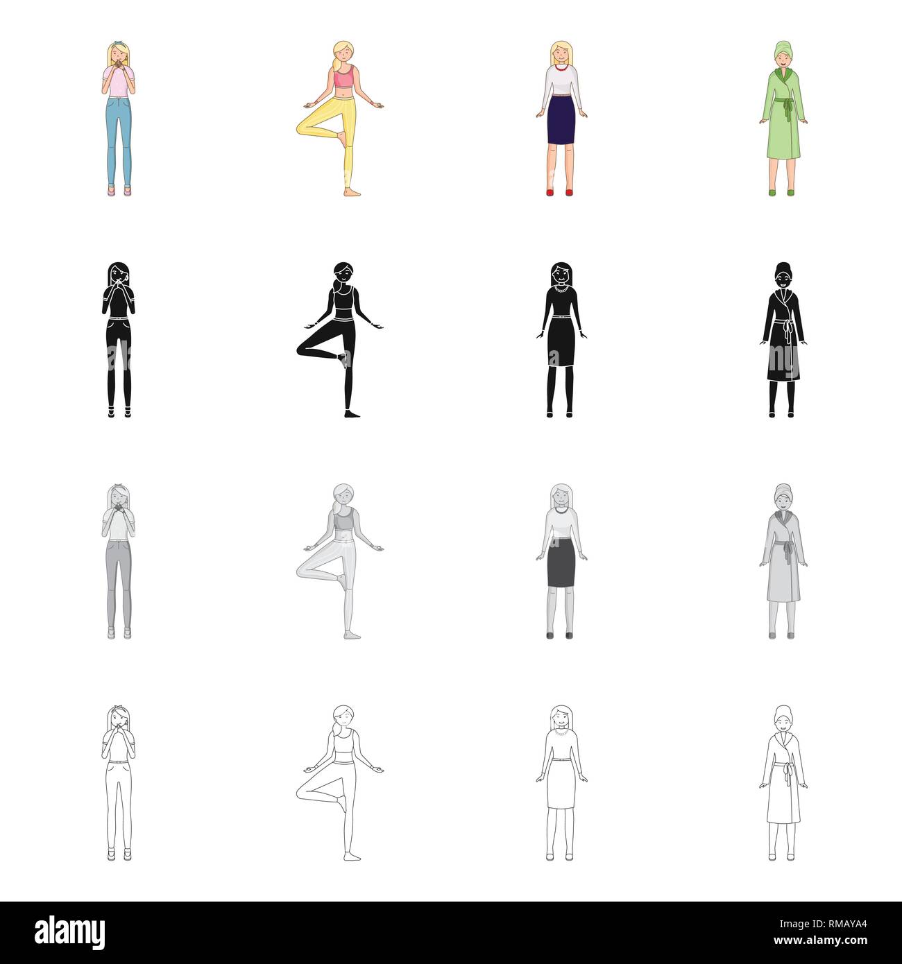 Isolated object of posture and mood symbol. Collection of posture and ...