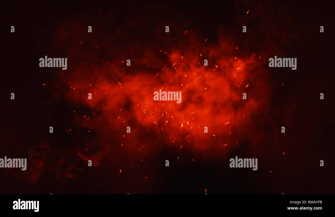 Perftect fire particles embers on background . Smoke fog misty texture ...
