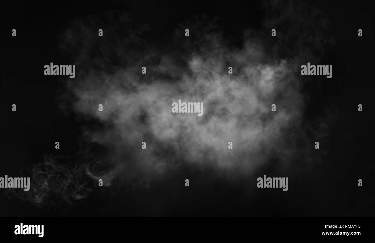 Abstract smoke misty fog on isolated black background. Texture overlays ...