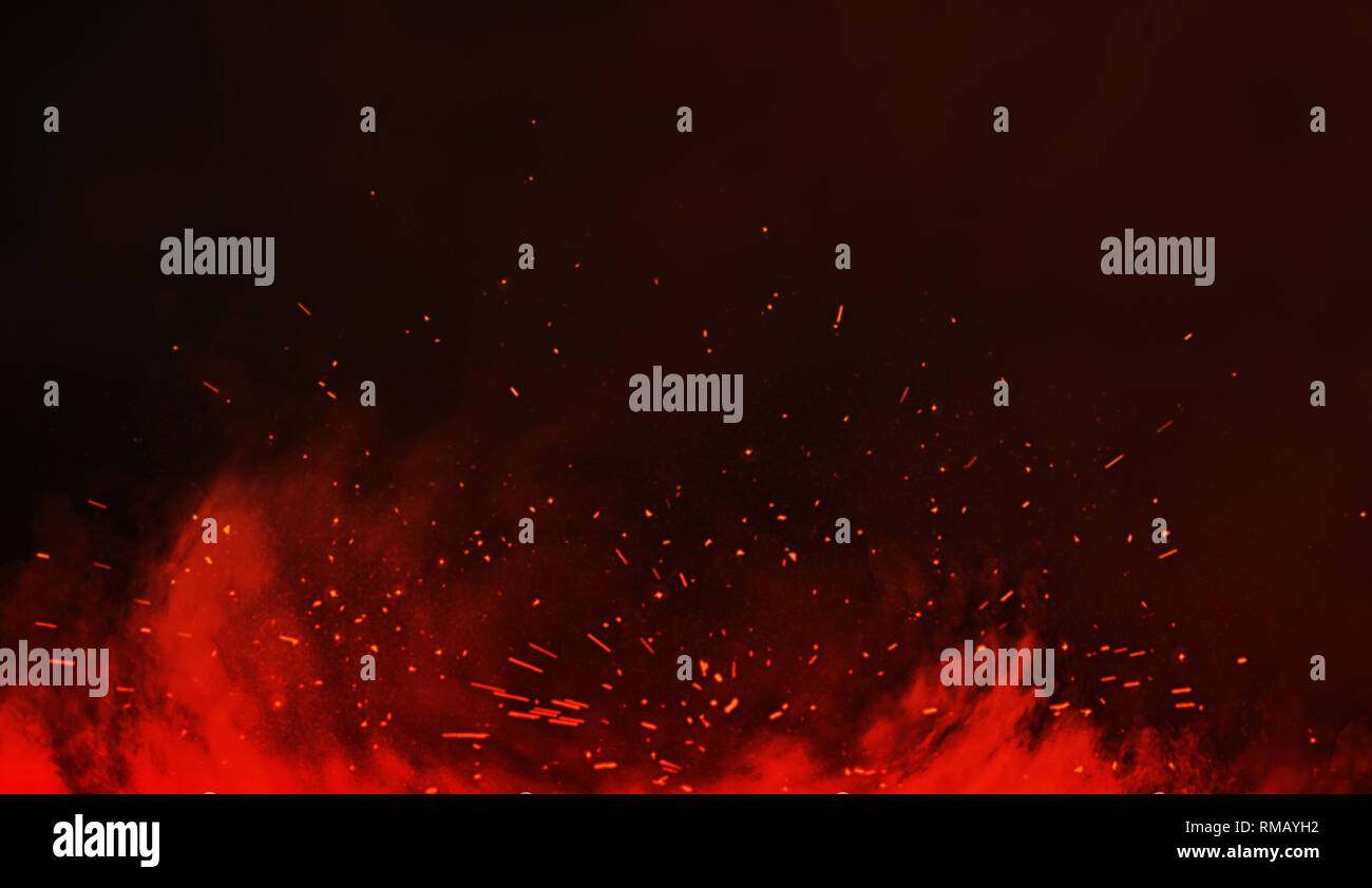 Perftect fire particles embers on background . Smoke fog misty texture ...