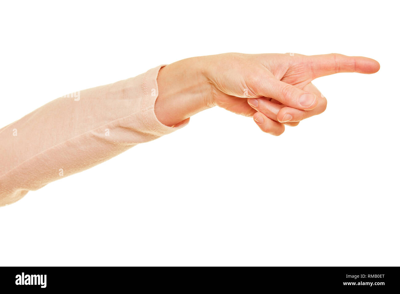 Stretched out index finger while pointing in profile Stock Photo - Alamy