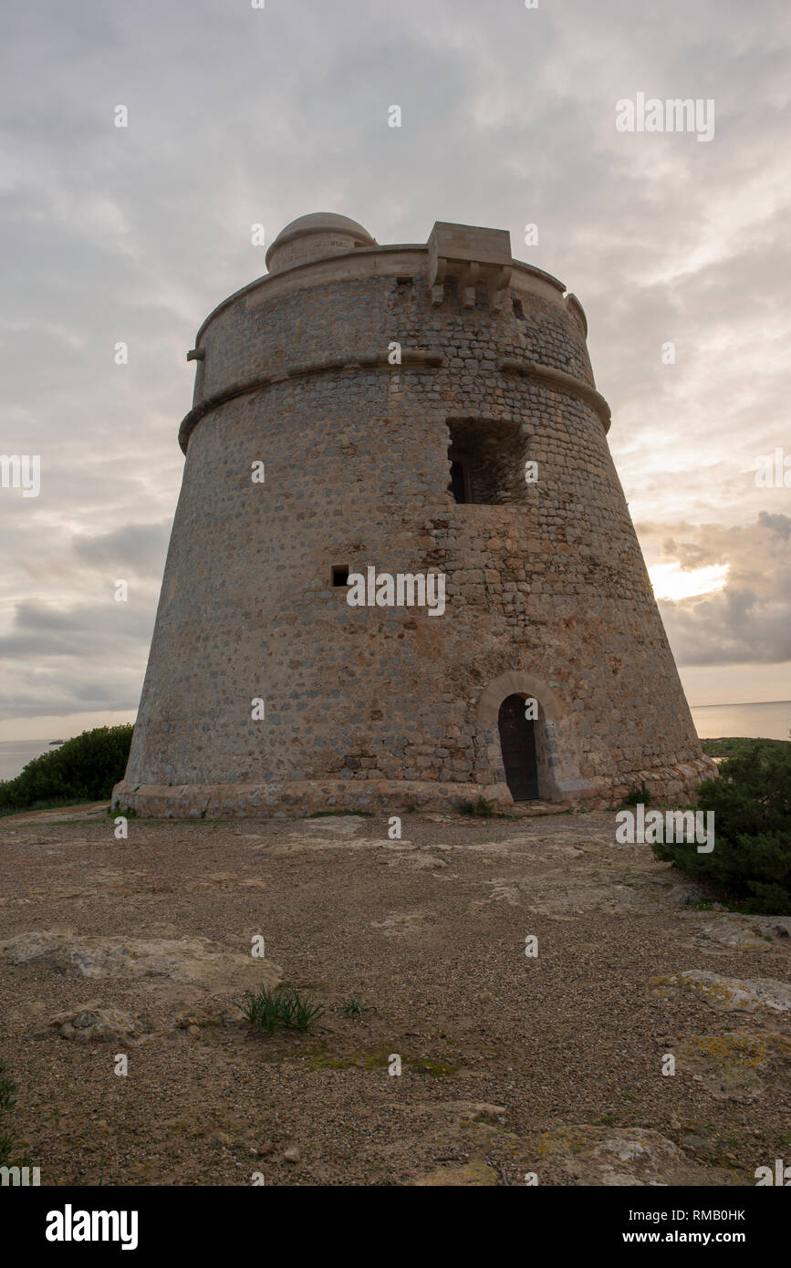 The tower of Sa Sal Rossa at dawn, Spain Stock Photo - Alamy