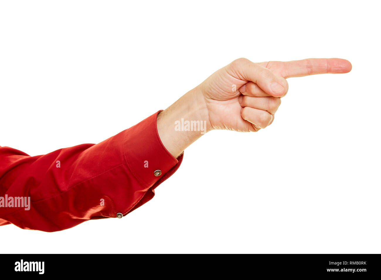 Man points with his index finger to the side Stock Photo - Alamy