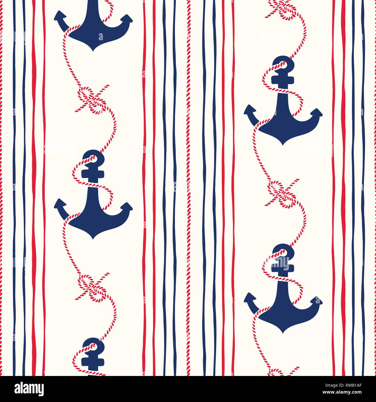 Hand-Drawn Rope Vertical Stripes with Anchors and Zeppelin Bend ...