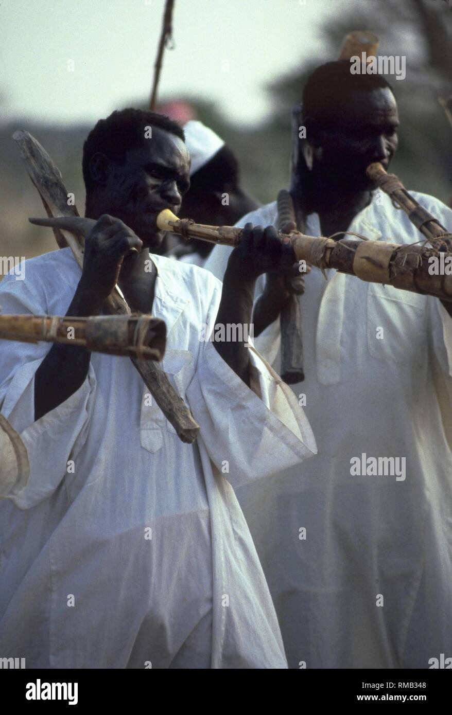 Sudanese musicians with wind instruments Stock Photo - Alamy