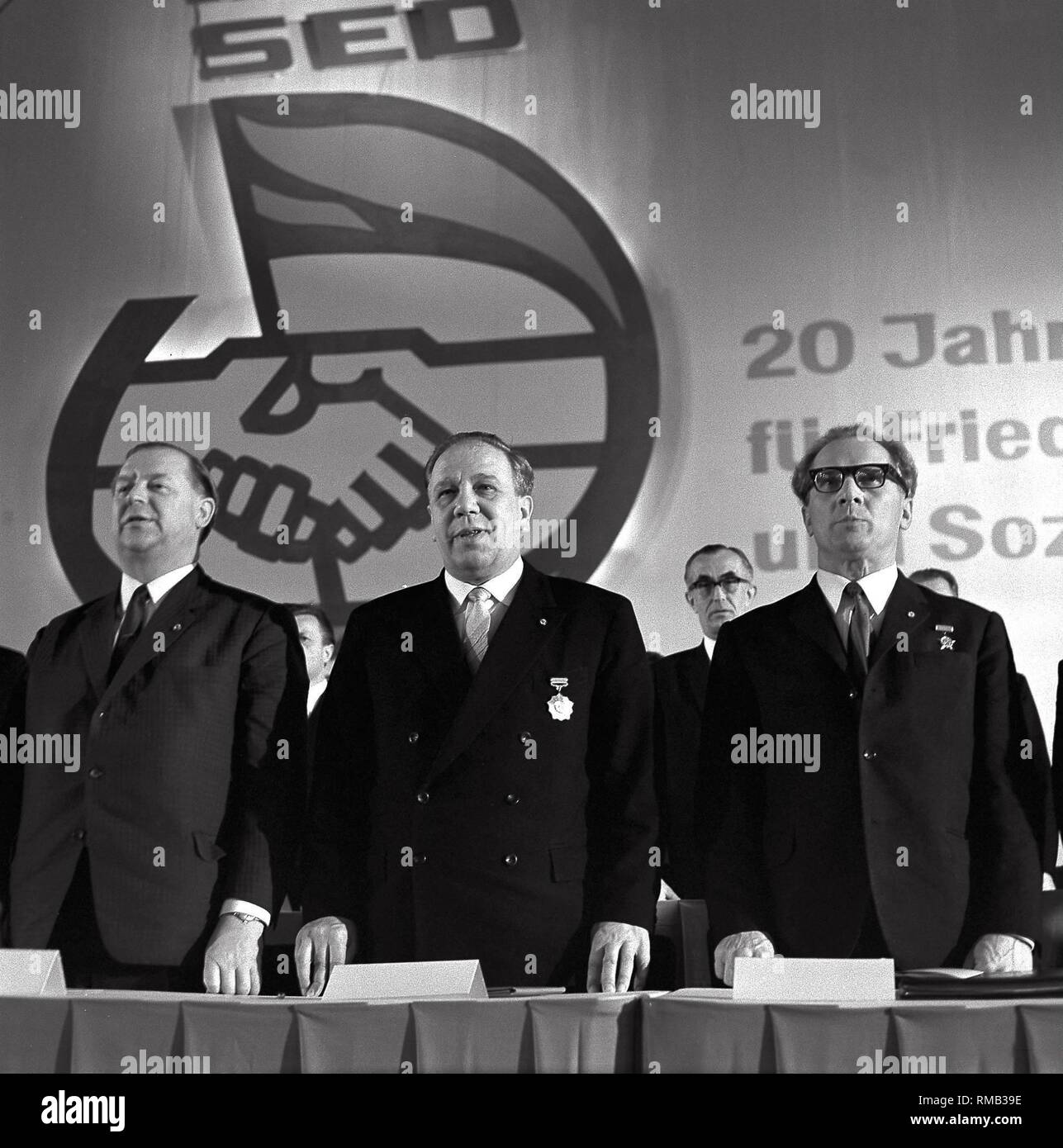 From the right: Erich Honecker, Alois Braeutigam (1st Secretary of the ...