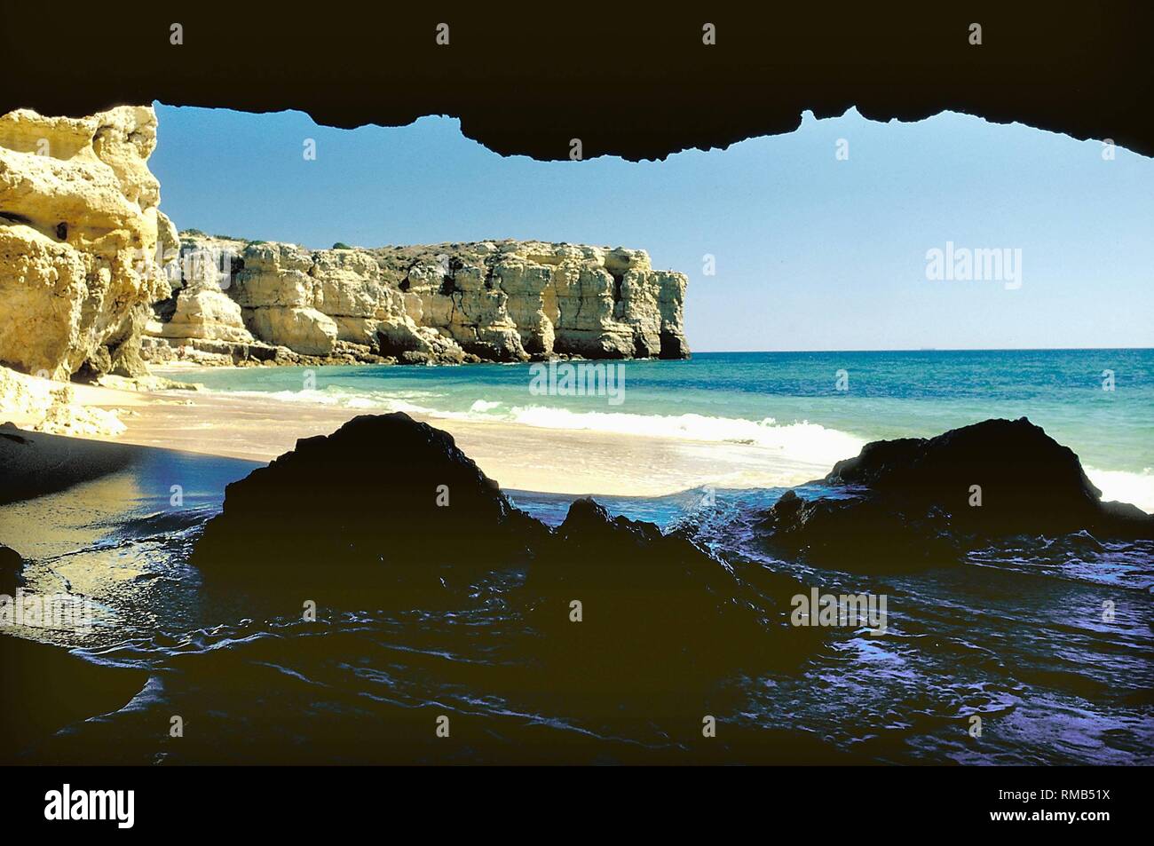 The Bay of Lagos in the Algarve region. View of the rock formations ...