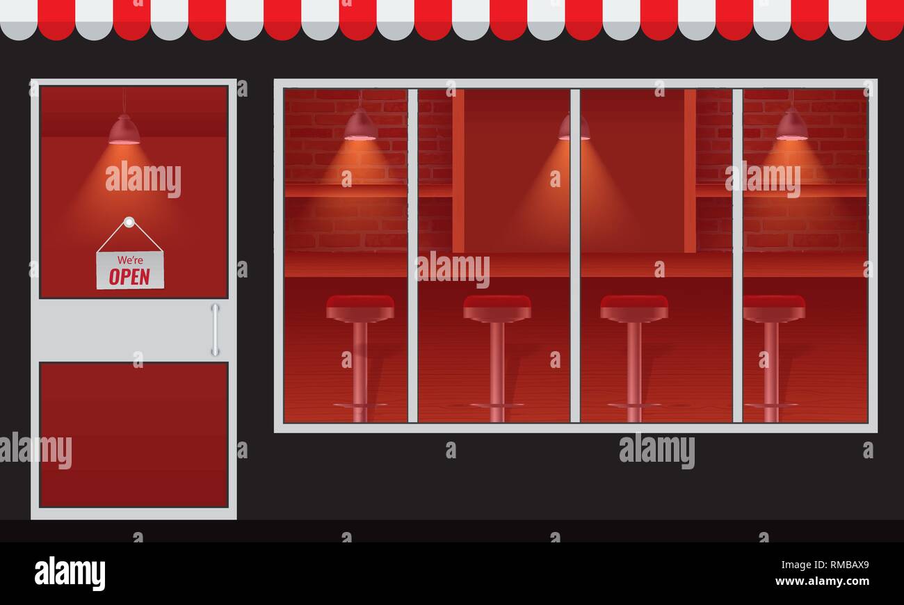 Cafe or restaurant facede with transparent window Stock Vector Image ...