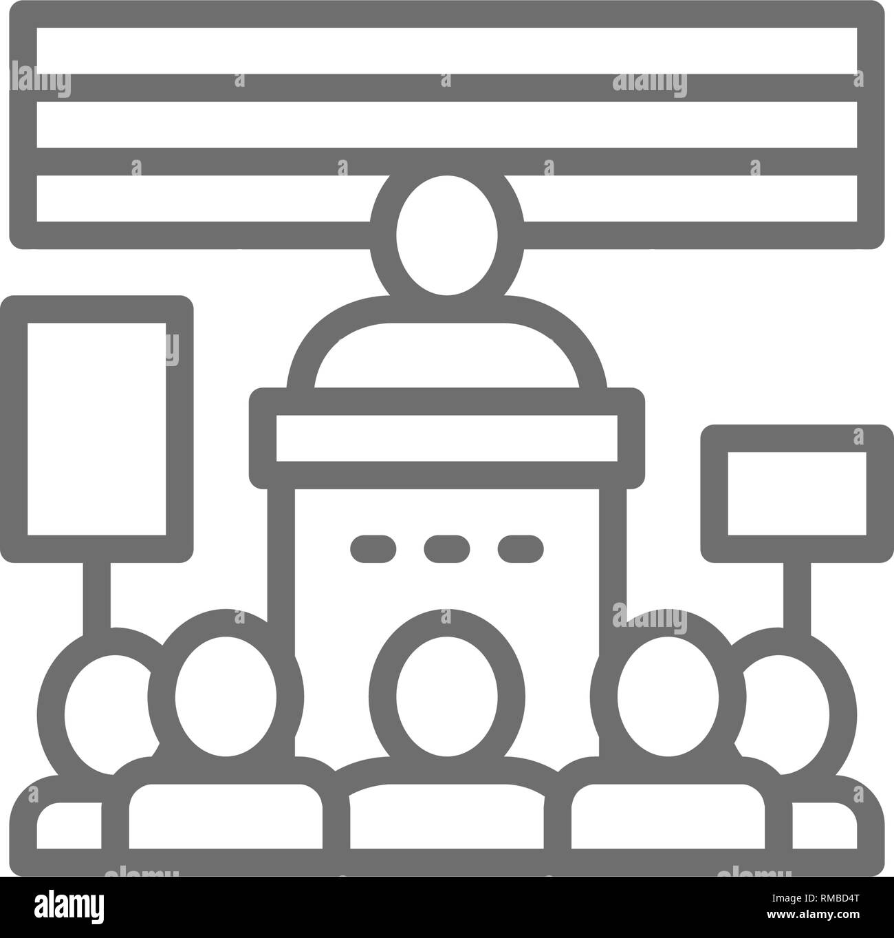 meeting with a politician, crowd of people with banners, demonstration ...