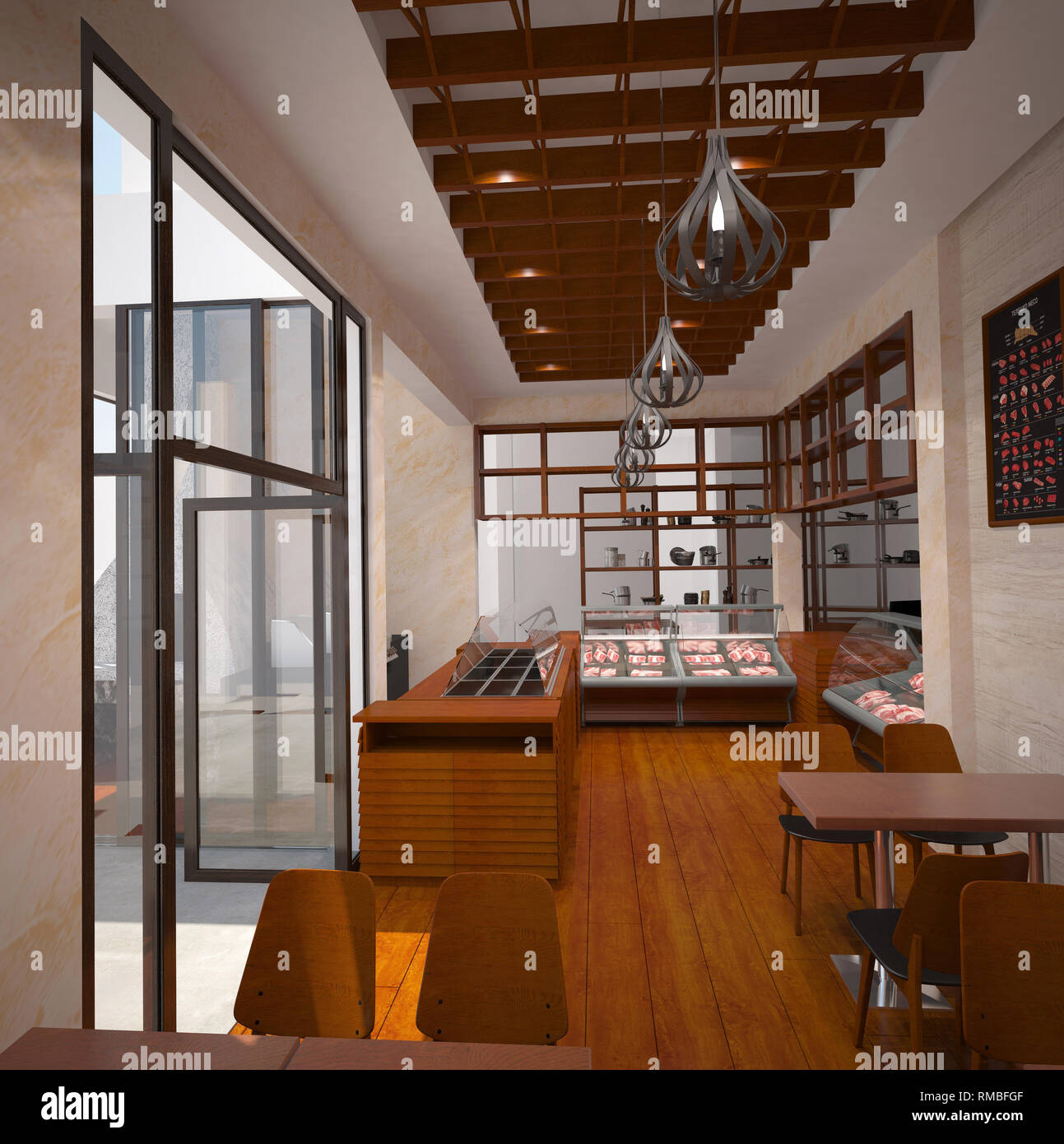 3d rendering of a fast food restaurant Stock Photo - Alamy