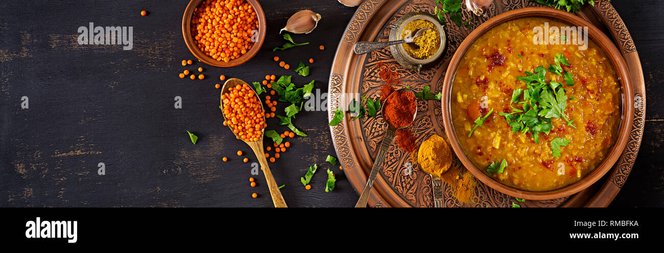 Indian dal. Food. Traditional Indian soup lentils. Indian Dhal spicy ...