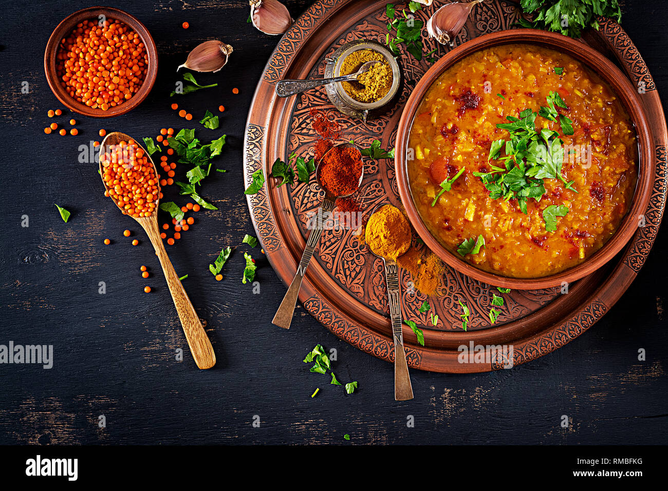 Indian dal. Food. Traditional Indian soup lentils. Indian Dhal spicy ...